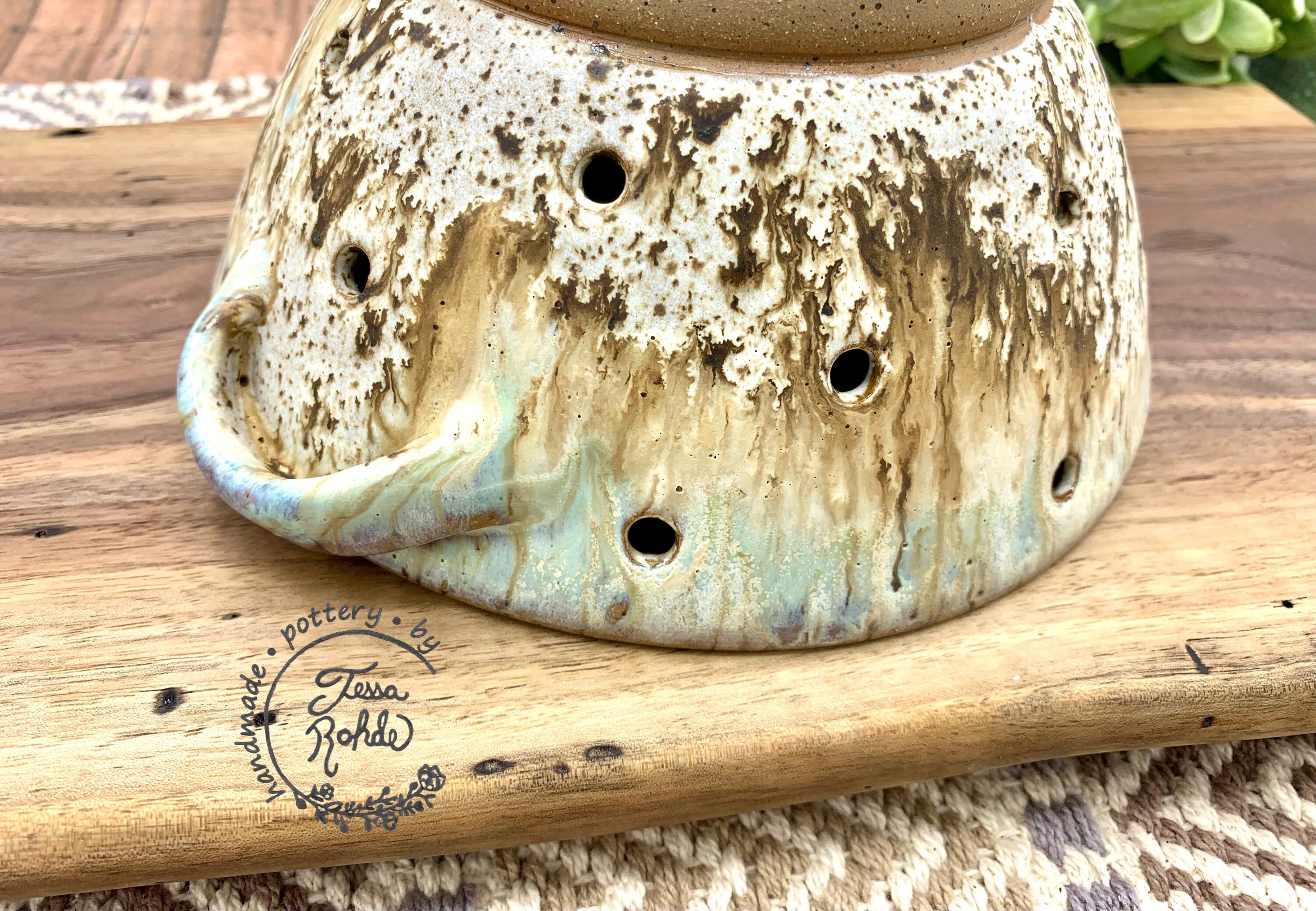 Handmade Stoneware Colander: Sea Stone Glaze Pottery Berry Bowl - Etsy