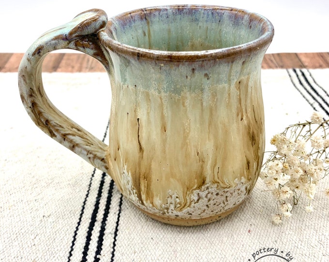 Sea Stone Coffee Mug/ Handmade Stoneware Mugs/ Purple Ceramic Coffee ...