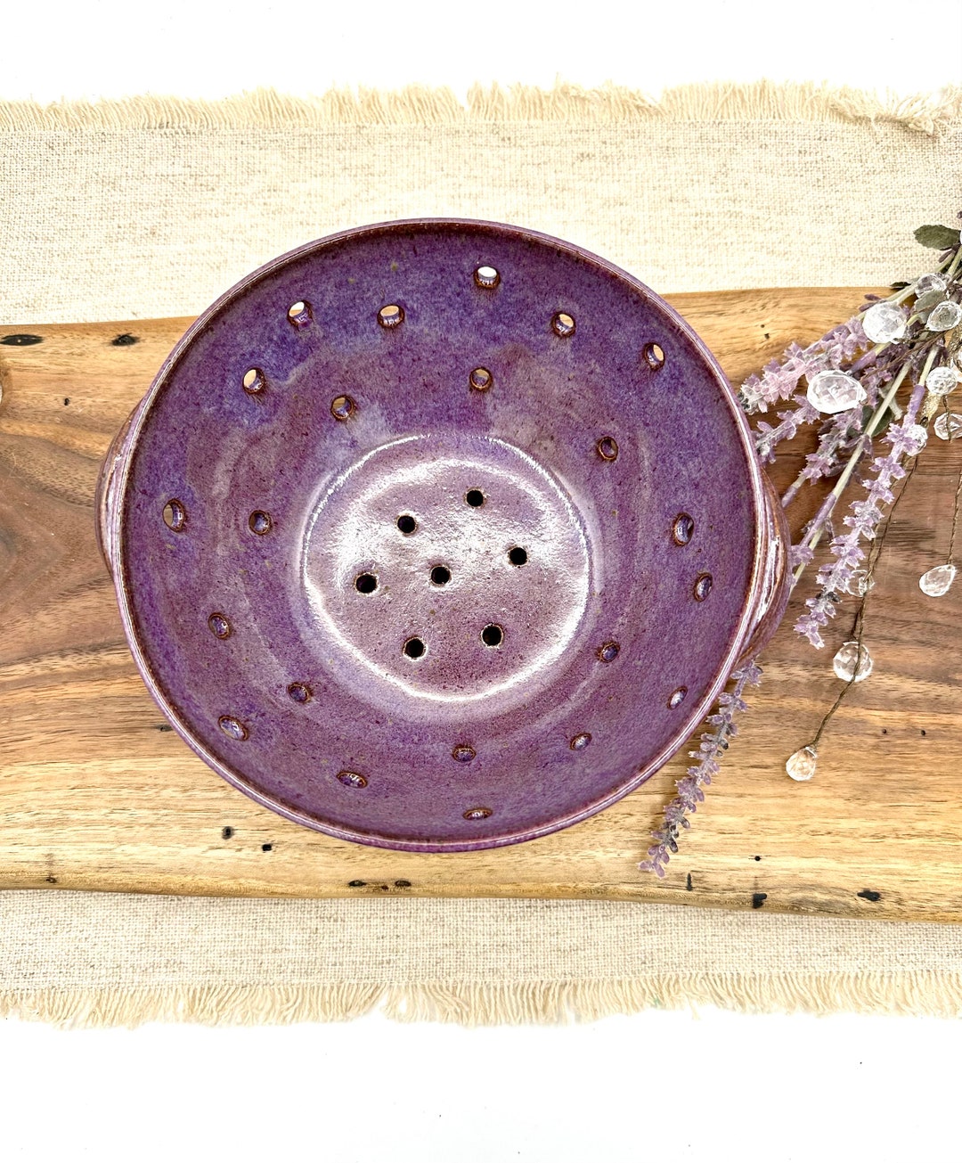 Purple Stoneware Colander/ Strainer/ Wheel Thrown/ Colonial Collections ...