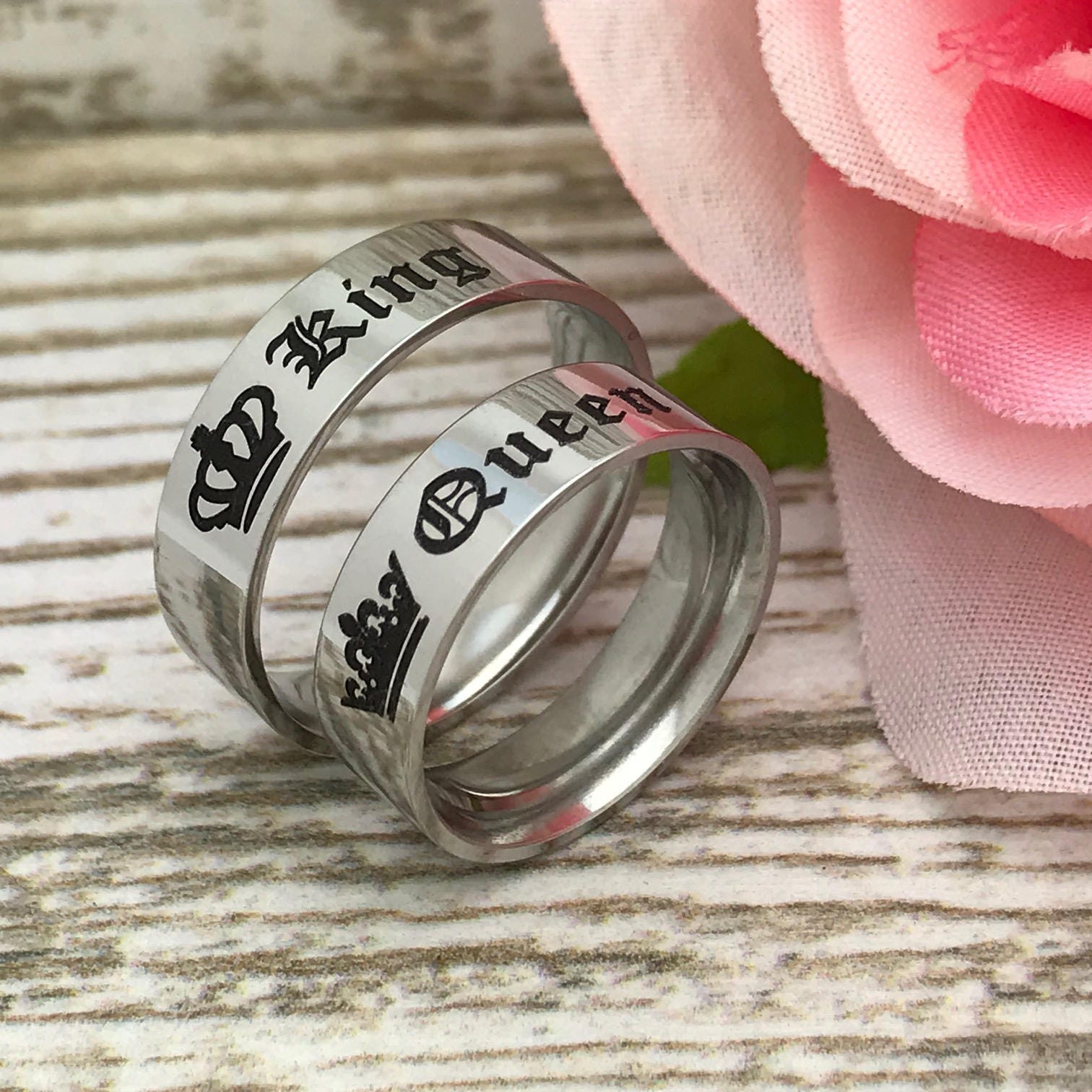 Anillos de rey y reina de 6 mm anillo suyo y de ella | Etsy