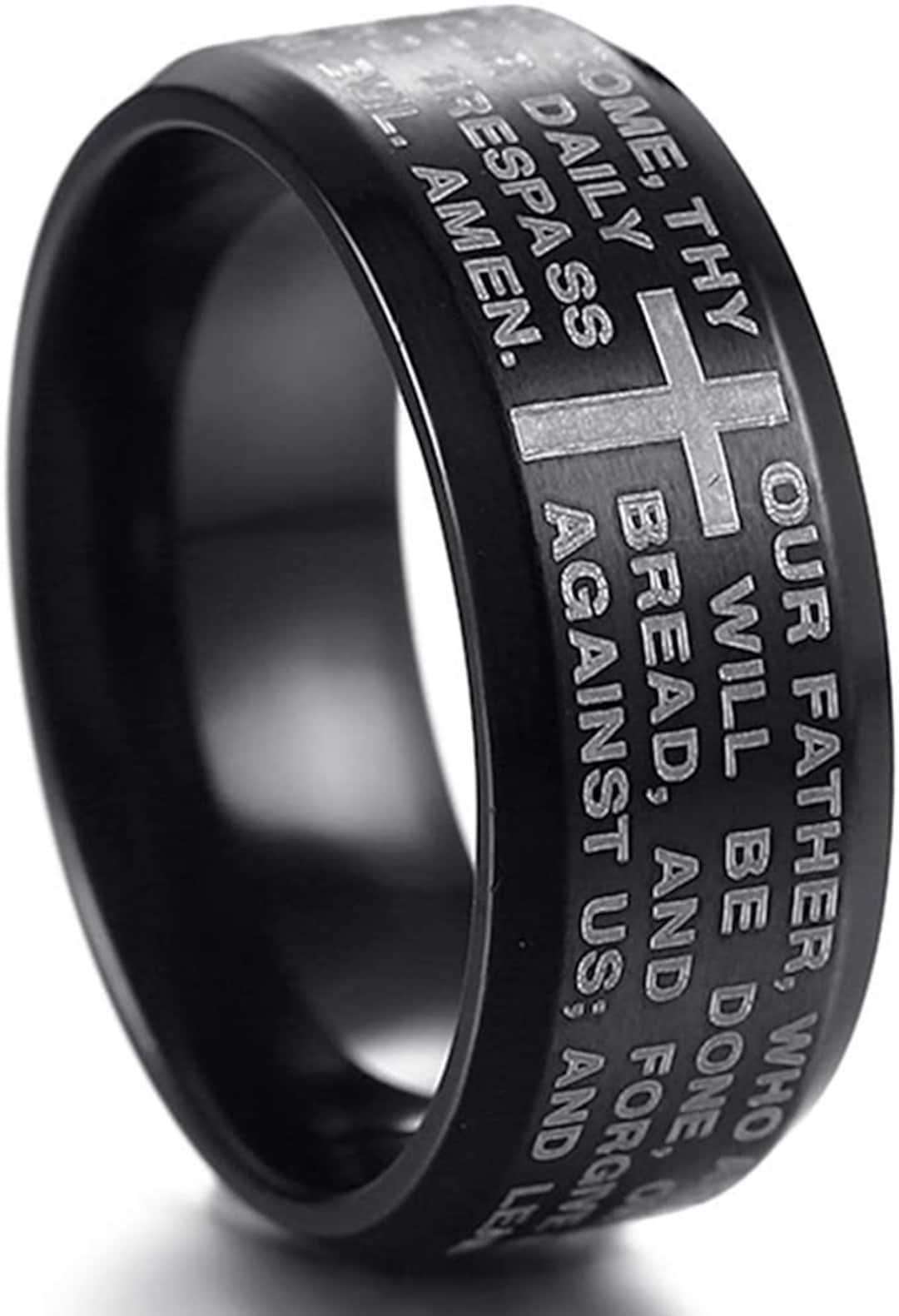 8mm Lord's Prayer Ring Tungsten Ring Gold Black Silver - Etsy