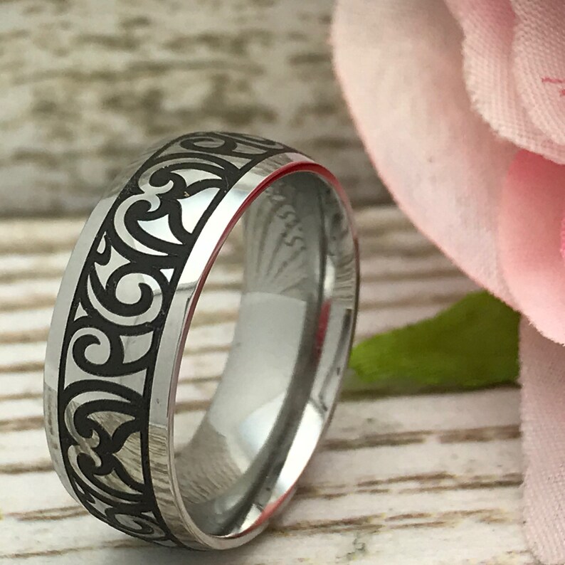 8mm Polynesian Tribal Ring Personalize Rings Custom Engraved - Etsy