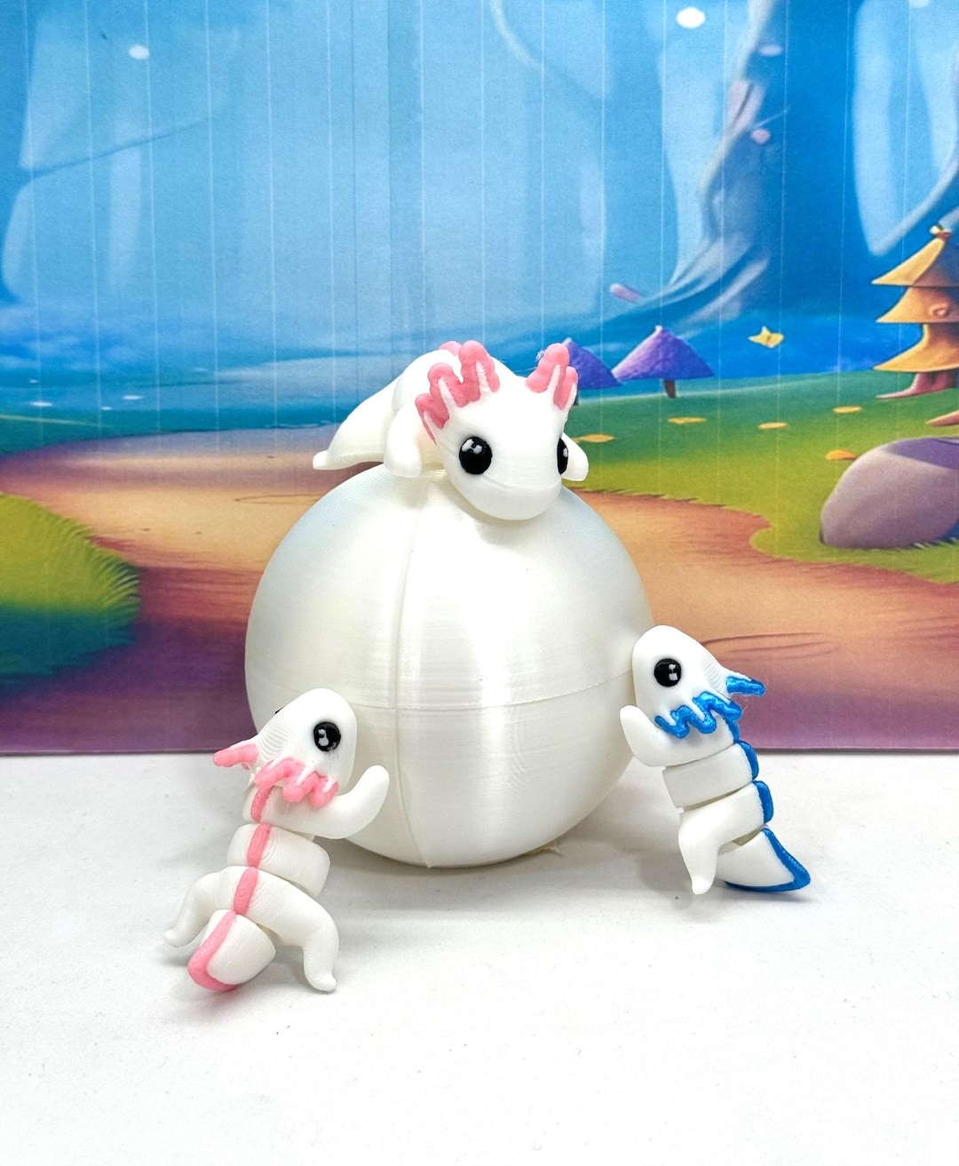3pcs 3D Printed Axolotl, Mini Axolotl Figure, Mini Axolotl, Articulated ...