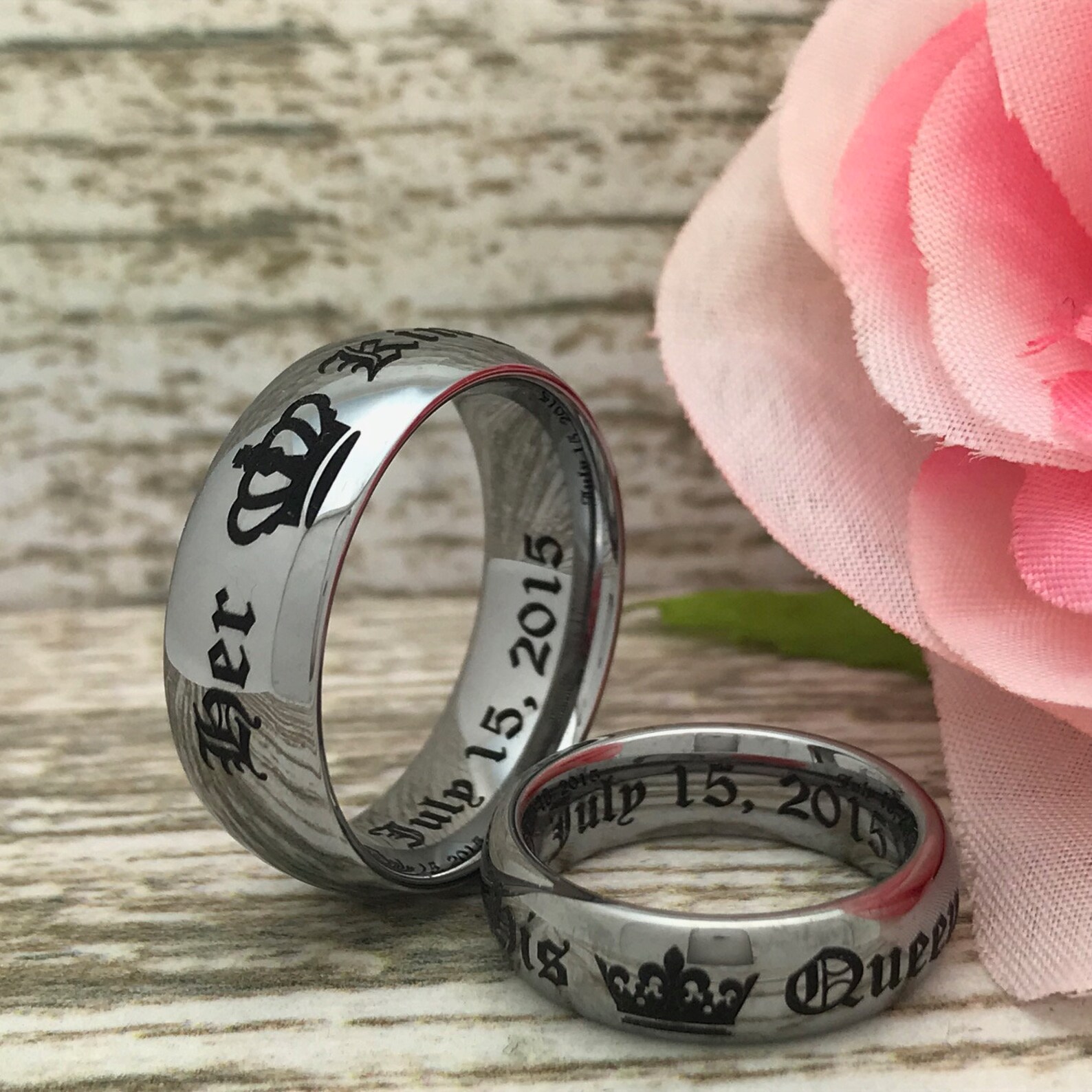 8mm/5.5mm King & Queen Rings His and Hers Ring Personalize - Etsy