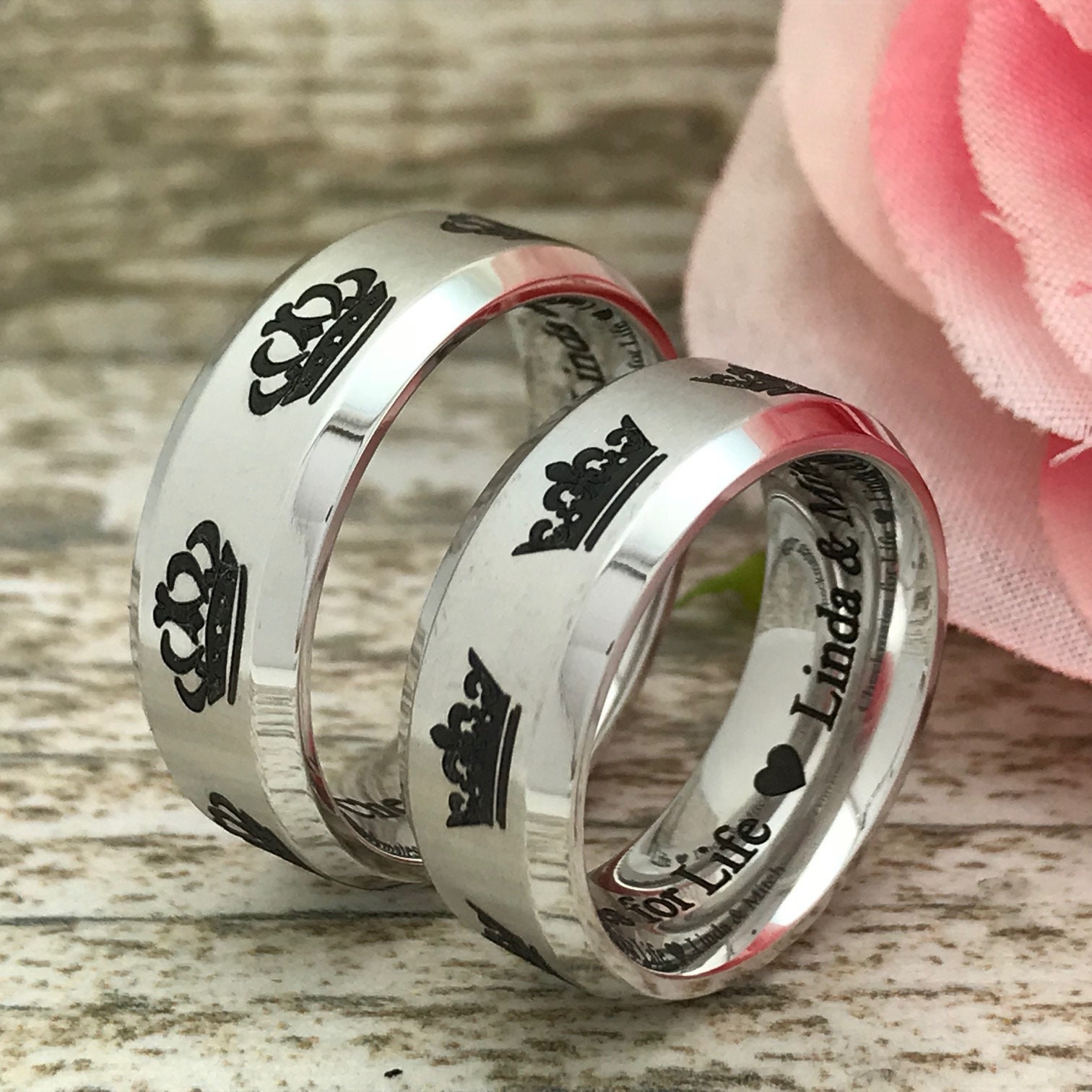 King & Queen Rings His and Hers Ring Personalized Cobalt | Etsy