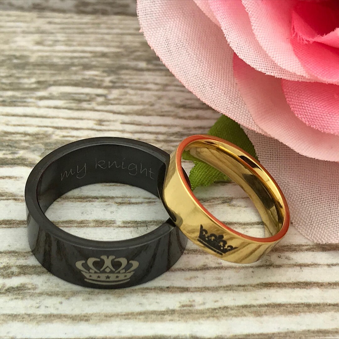 Anillos de rey y reina, anillo de él y de ella, anillos de acero ...