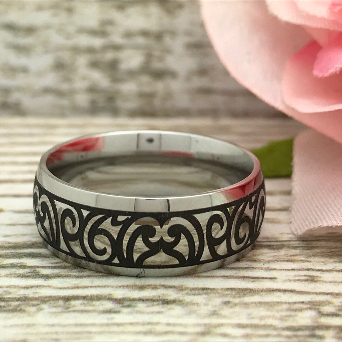 8mm Polynesian Tribal Ring Personalize Rings Custom Engraved | Etsy