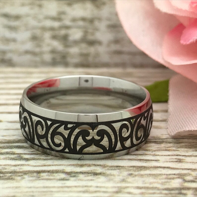 8mm Polynesian Tribal Ring Personalize Rings Custom Engraved | Etsy