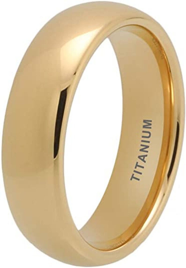 6mm Titanium Wedding Ring Personalized Yellow Gold Plated - Etsy
