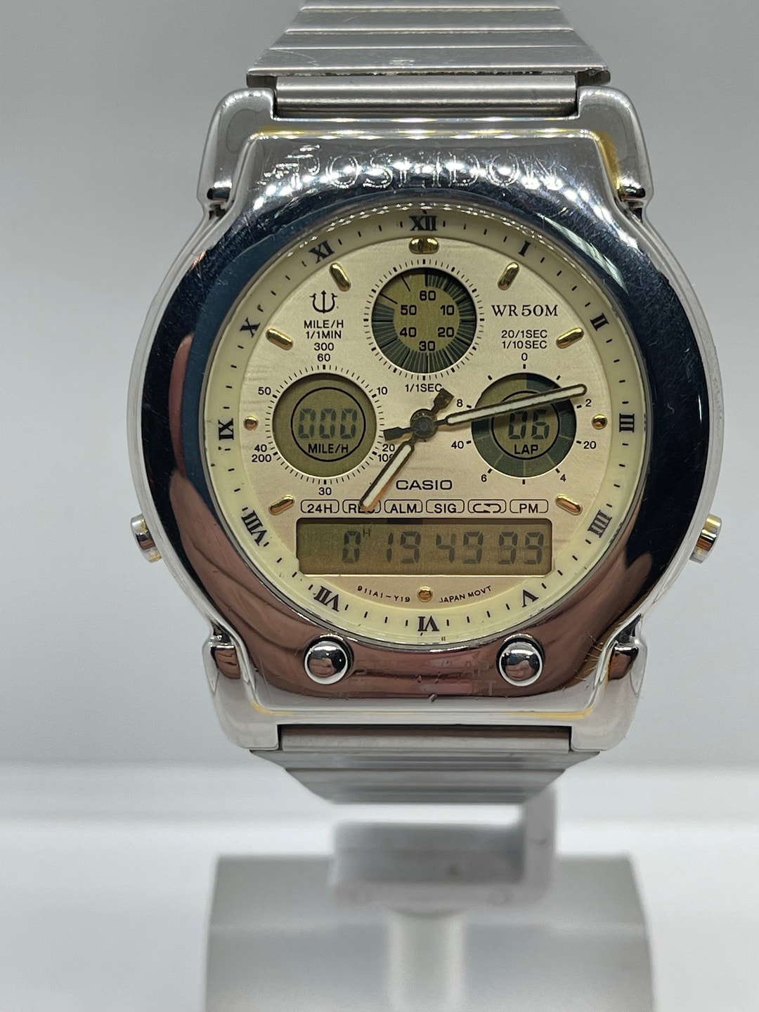 Casio Poseidon PNM-508 T Module 384 Quartz Dual Time Vintage Wrist ...