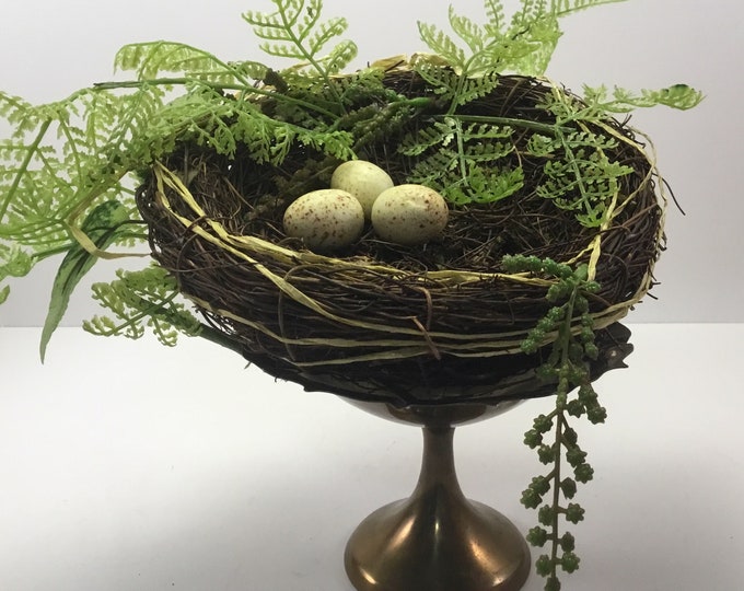 Twig and Fern Nest With Eggs | Easter Egg Decor | Spring Decor | Spring ...