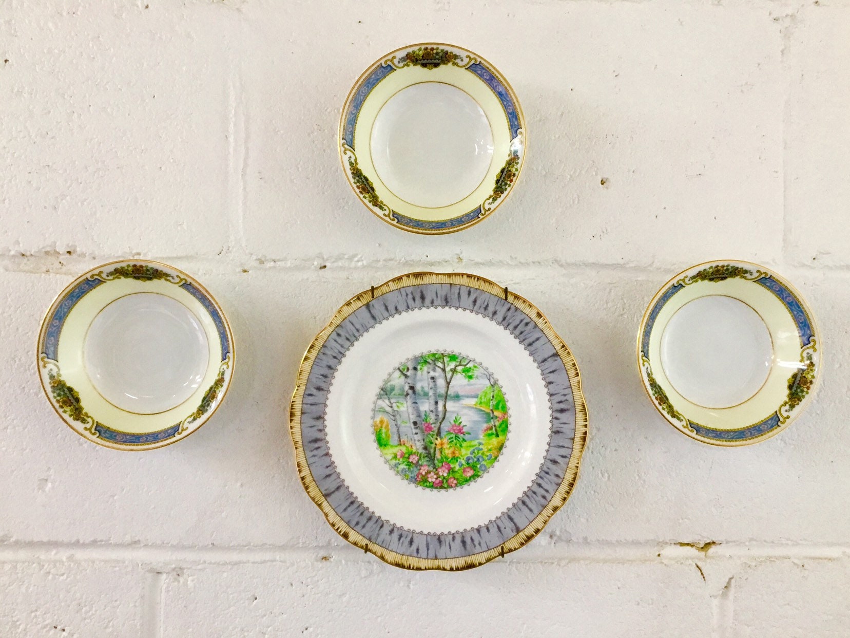 Plate Set China Plate Set Plate Wall Display Vintage - Etsy