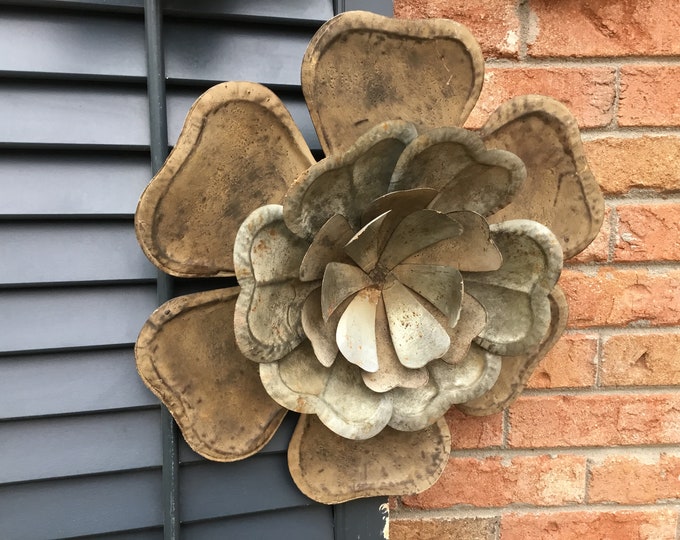 Metal Wall Art Garden Art Galvanized Wall Decor Metal Flower Galvanized ...