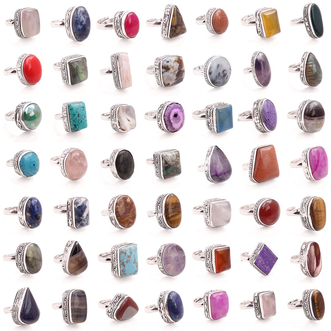 Silver Plated Rings for Women 10 Pcs Assorted Adjustable - Etsy