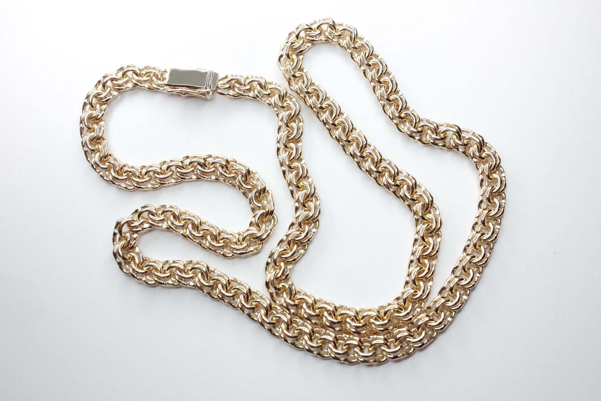 54 Grams 14k Yellow Gold Bismarck BOX Link Handmade Chain | Etsy