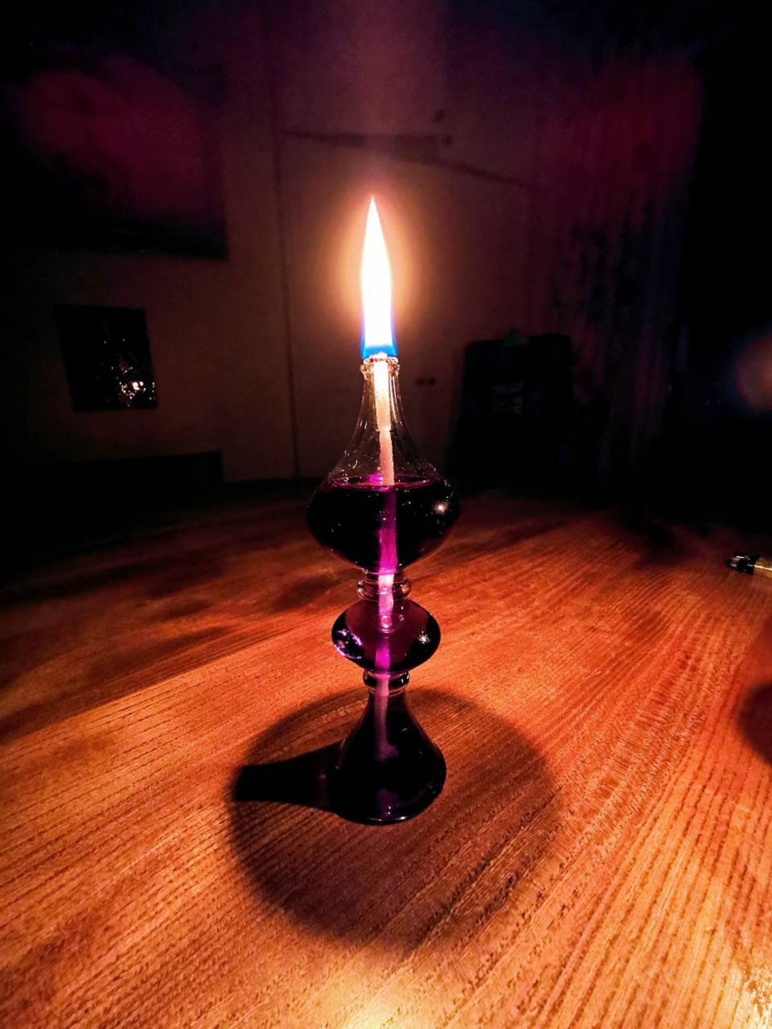 Hand Blown Glass Oil Lamp - Etsy