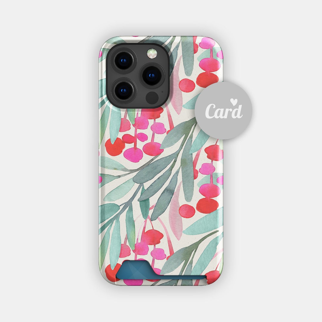 RED BERRIES Card Holder Case for iPhone 15, iPhone 14, iPhone 13 ...