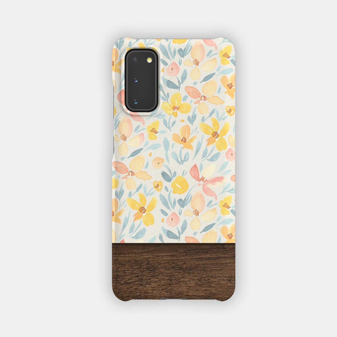 AMBER MEADOW Phone Case Pastel Florals and Wood Design for Your Samsung ...