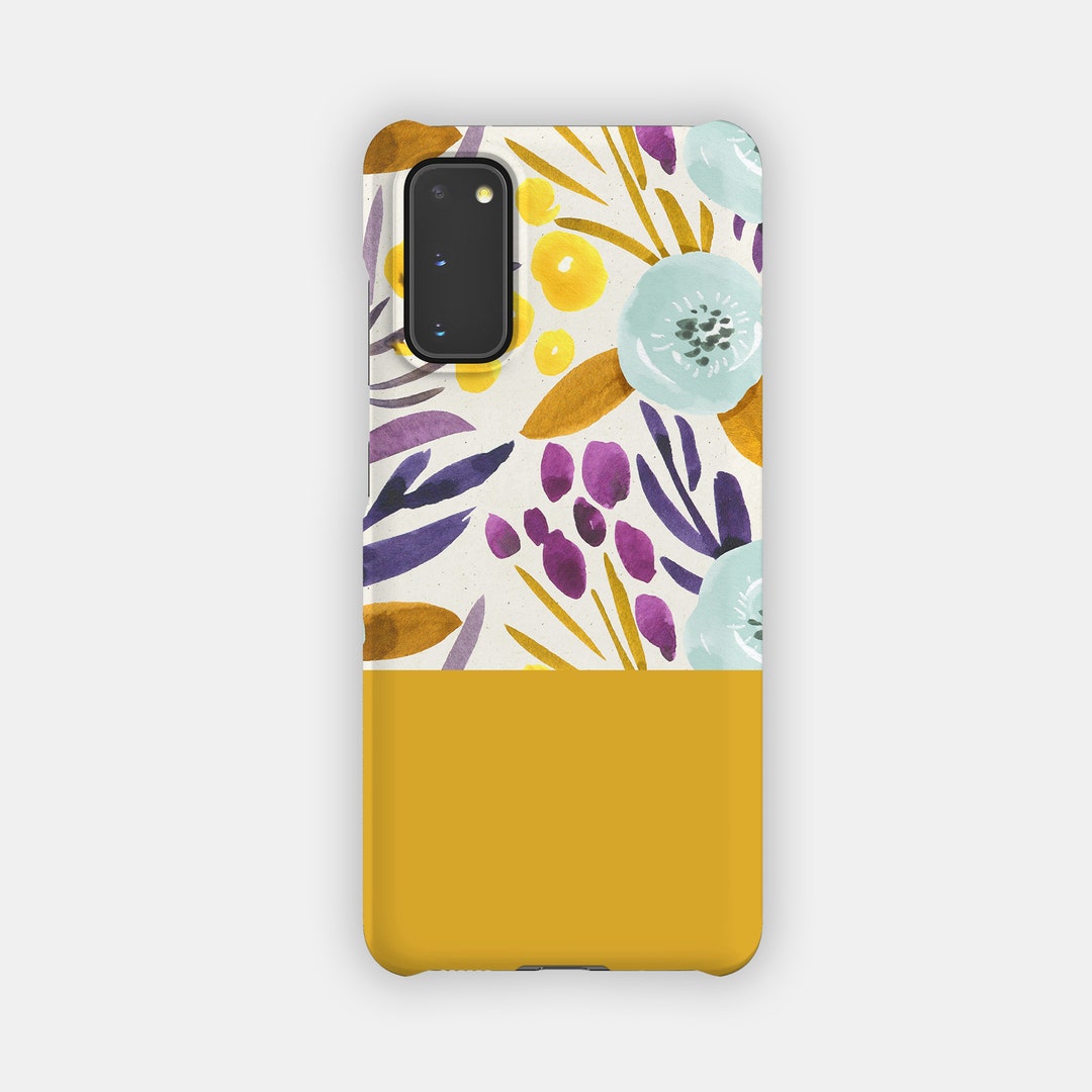 SHINING BRIGHT Phone Case Floral and Block Yellow Design for Your ...
