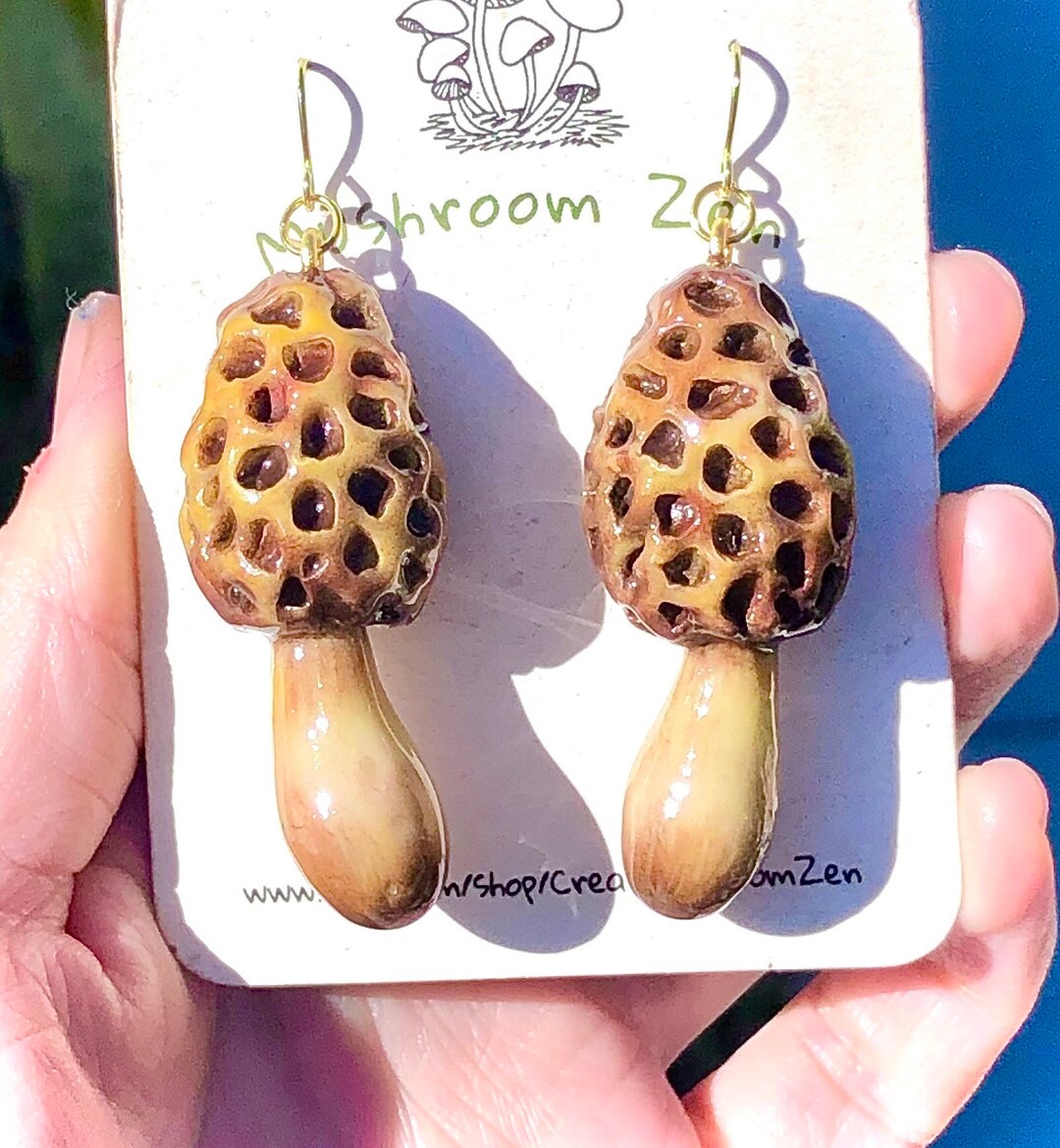Morel Mushroom Realistic Glow in the Dark Earrings 14k Gold Hooks ...