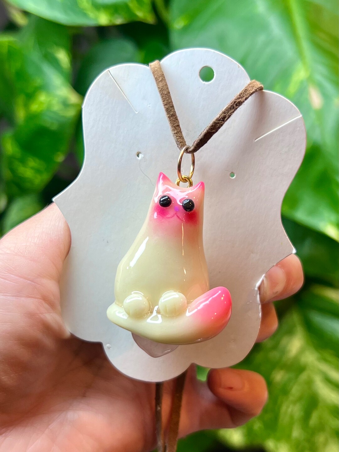 Valentine Special Kawaii Pink Cat Pendant / 24 Inches Adjustable Cord ...