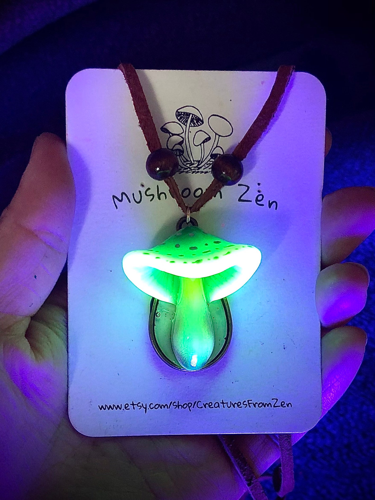 Spotted Teal Gradation Cap Petite Glow in the Dark Mushroom Pendant - Etsy