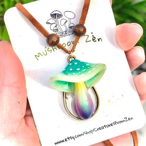 Spotted Teal Gradation Cap Petite Glow in the Dark Mushroom Pendant - Etsy