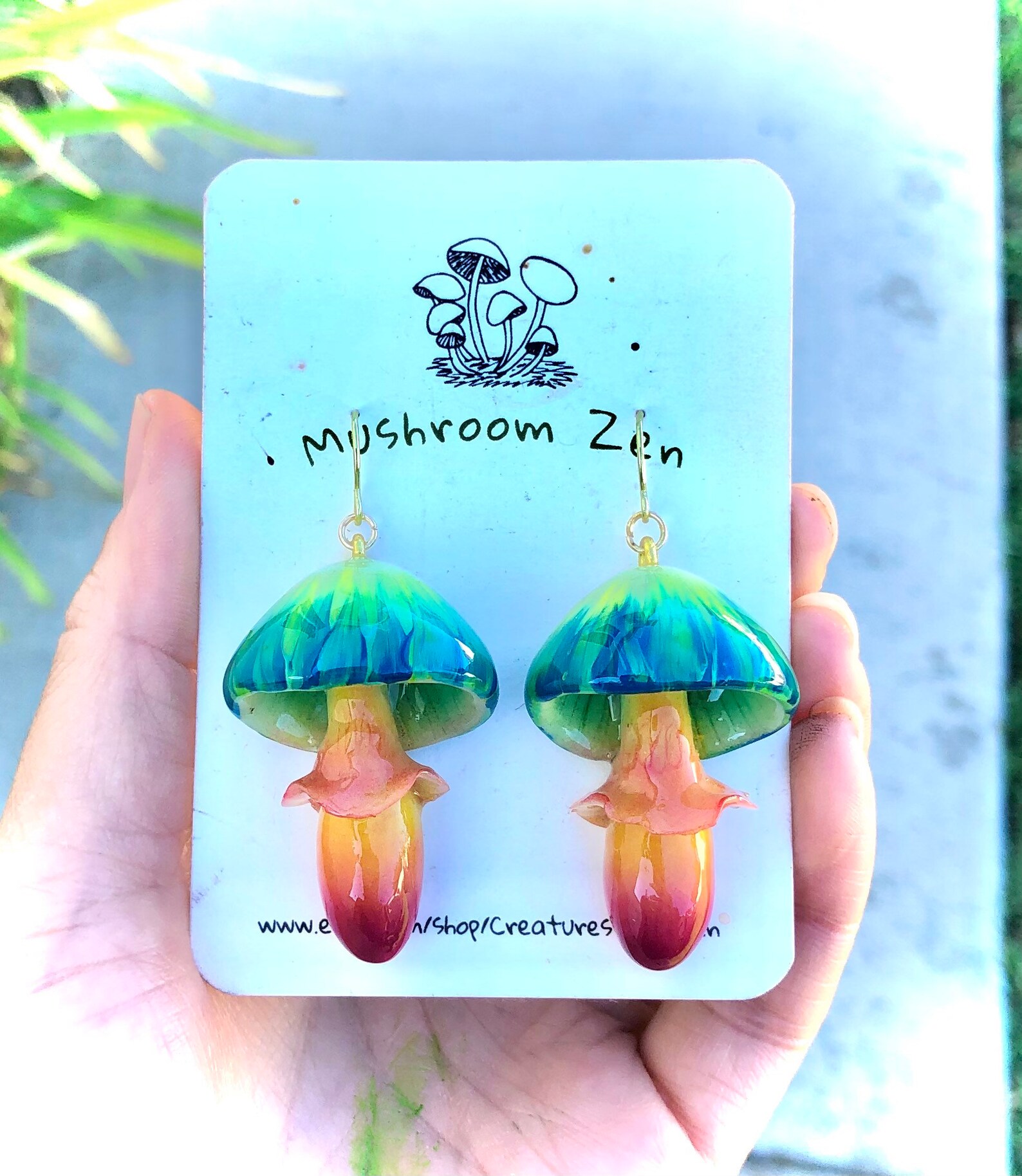 Glow in the Dark Tropical Sunset Vibe Caps 14k Gold Hooks | Etsy