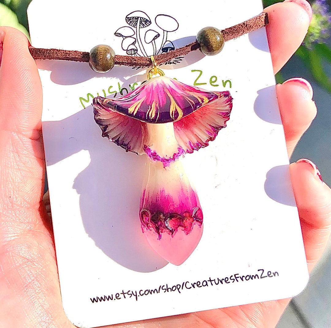 Rose Quartz Glow in Dark Mushroom Zen’s Signature Fairy Shroom Pendant ...