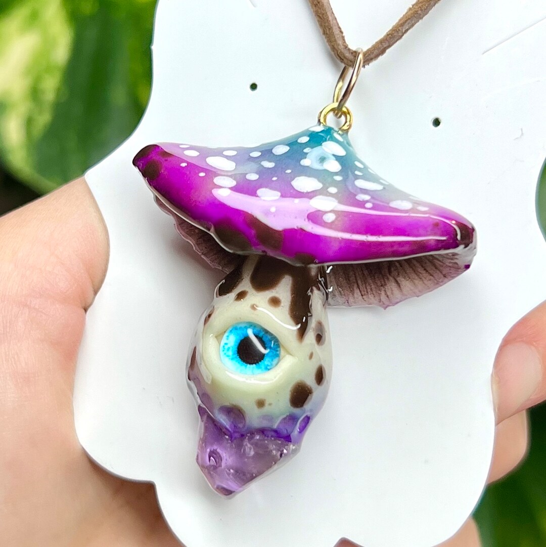 Protection Charm Dirty Drippy Exotic Amanita + Amethyst Mushroom Glow ...