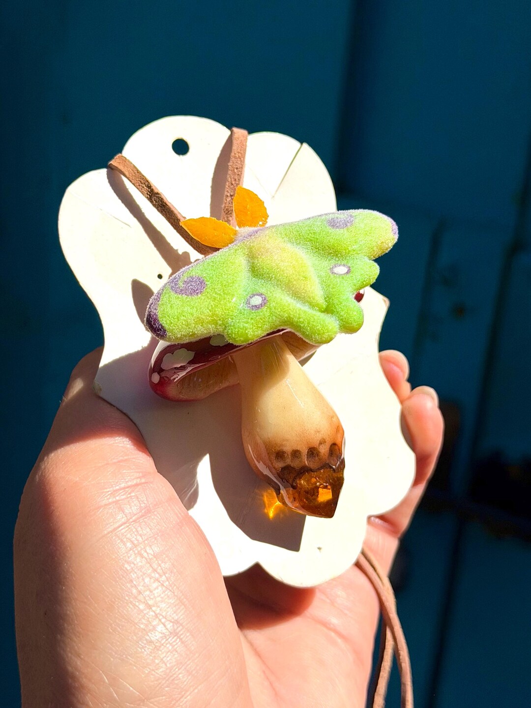 Magnetic Fairy Luna Moth Amanita Mushroom Pendant Citrine Insect ...