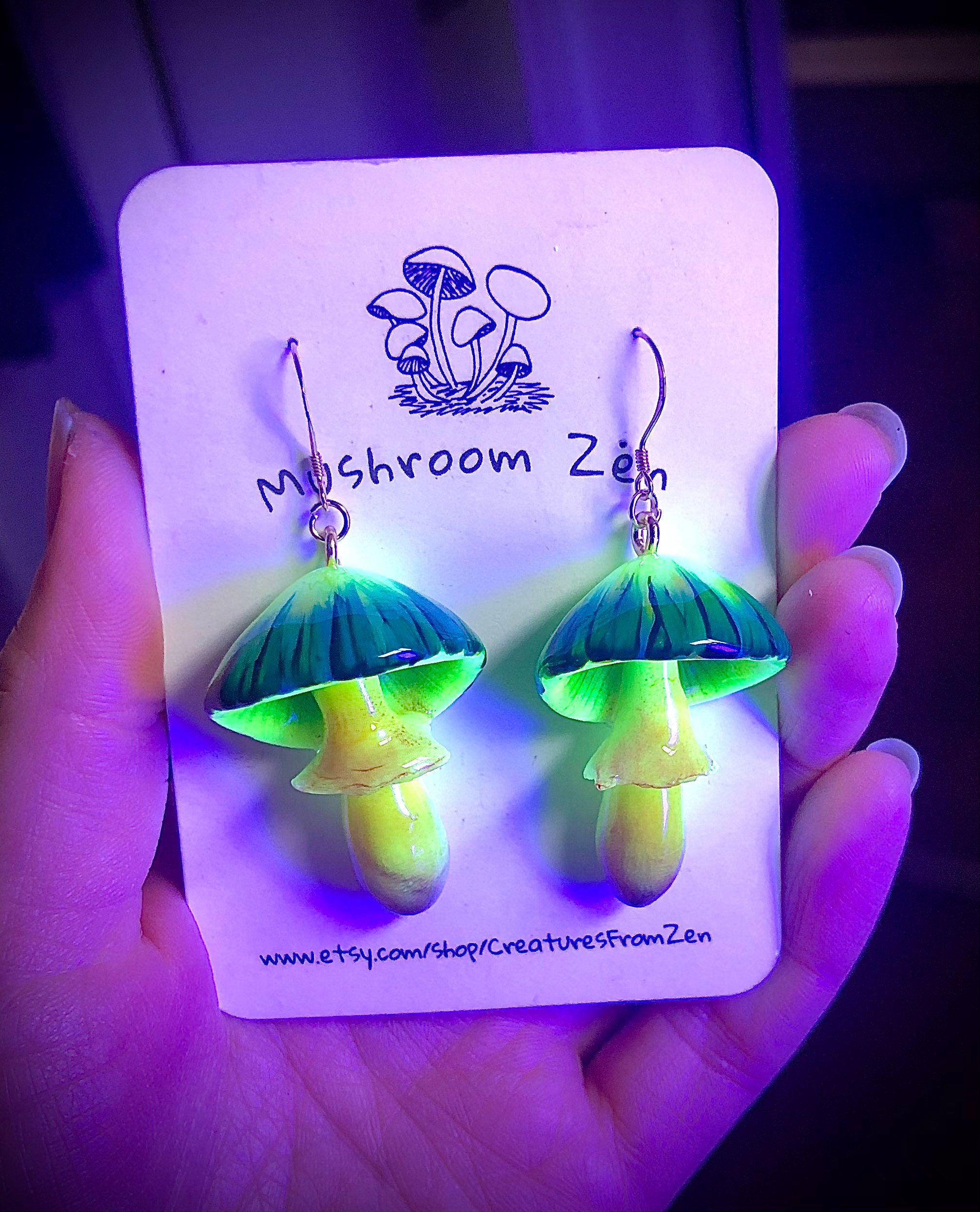 Glow in the Dark Tropical Sunset Vibe Caps 14k Gold Hooks | Etsy