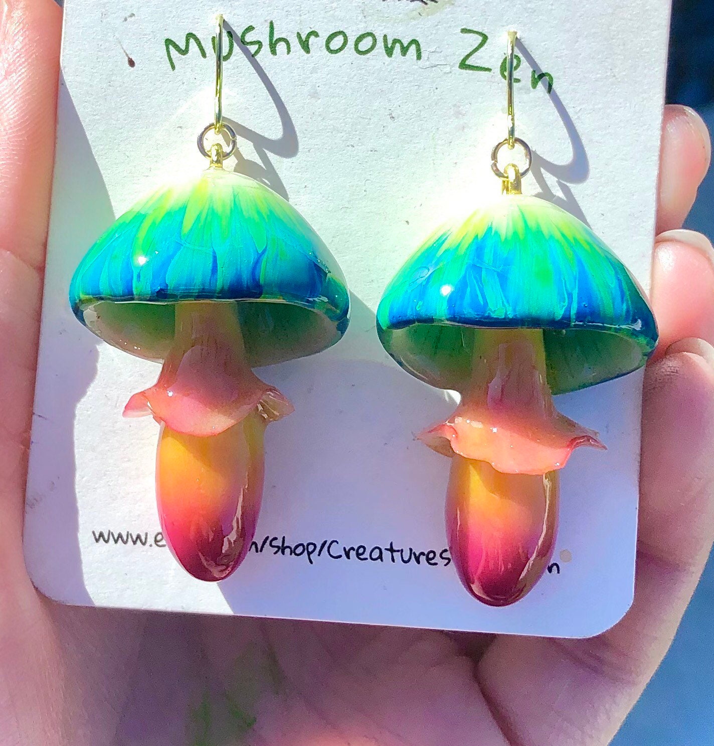 Glow in the Dark Tropical Sunset Vibe Caps 14k Gold Hooks | Etsy