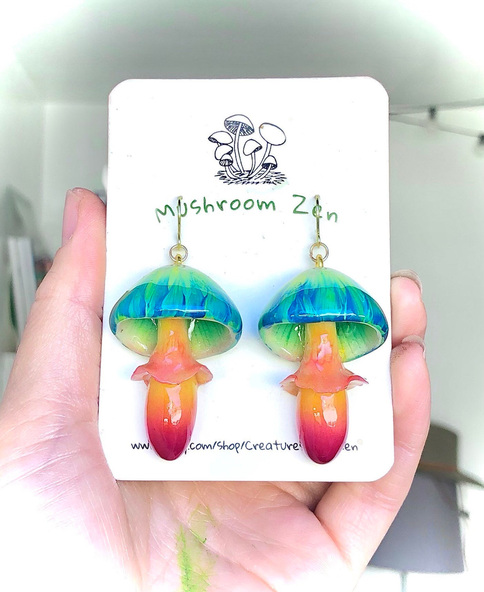 Glow in the Dark Tropical Sunset Vibe Caps 14k Gold Hooks | Etsy