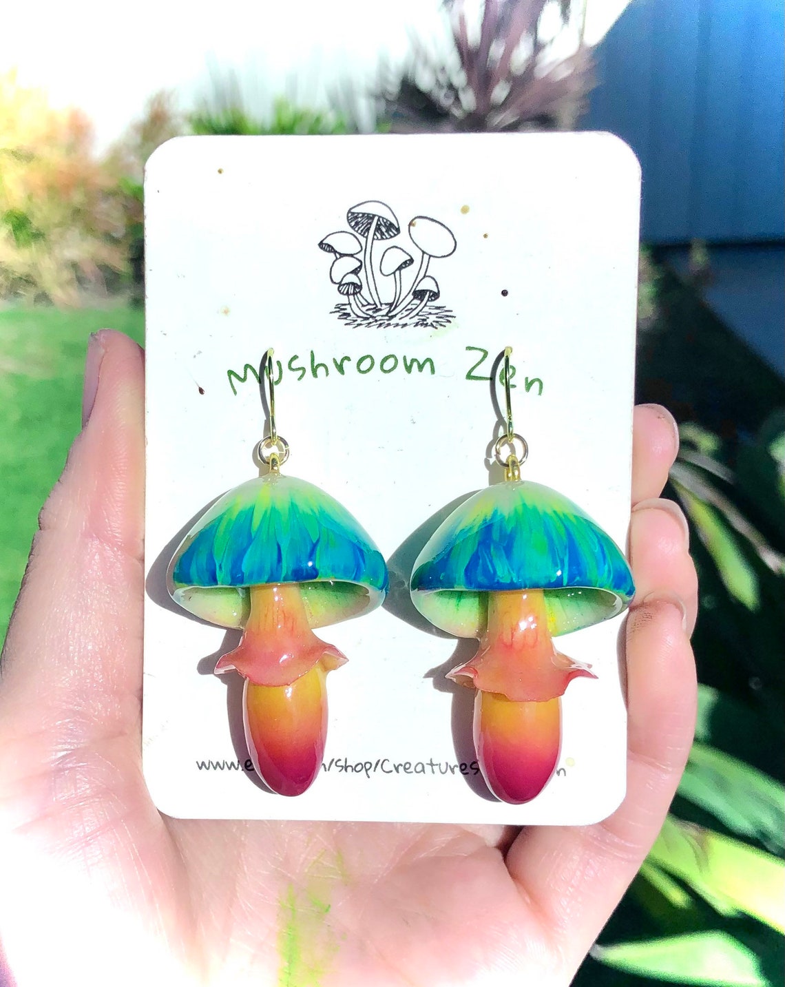 Glow in the Dark Tropical Sunset Vibe Caps 14k Gold Hooks | Etsy