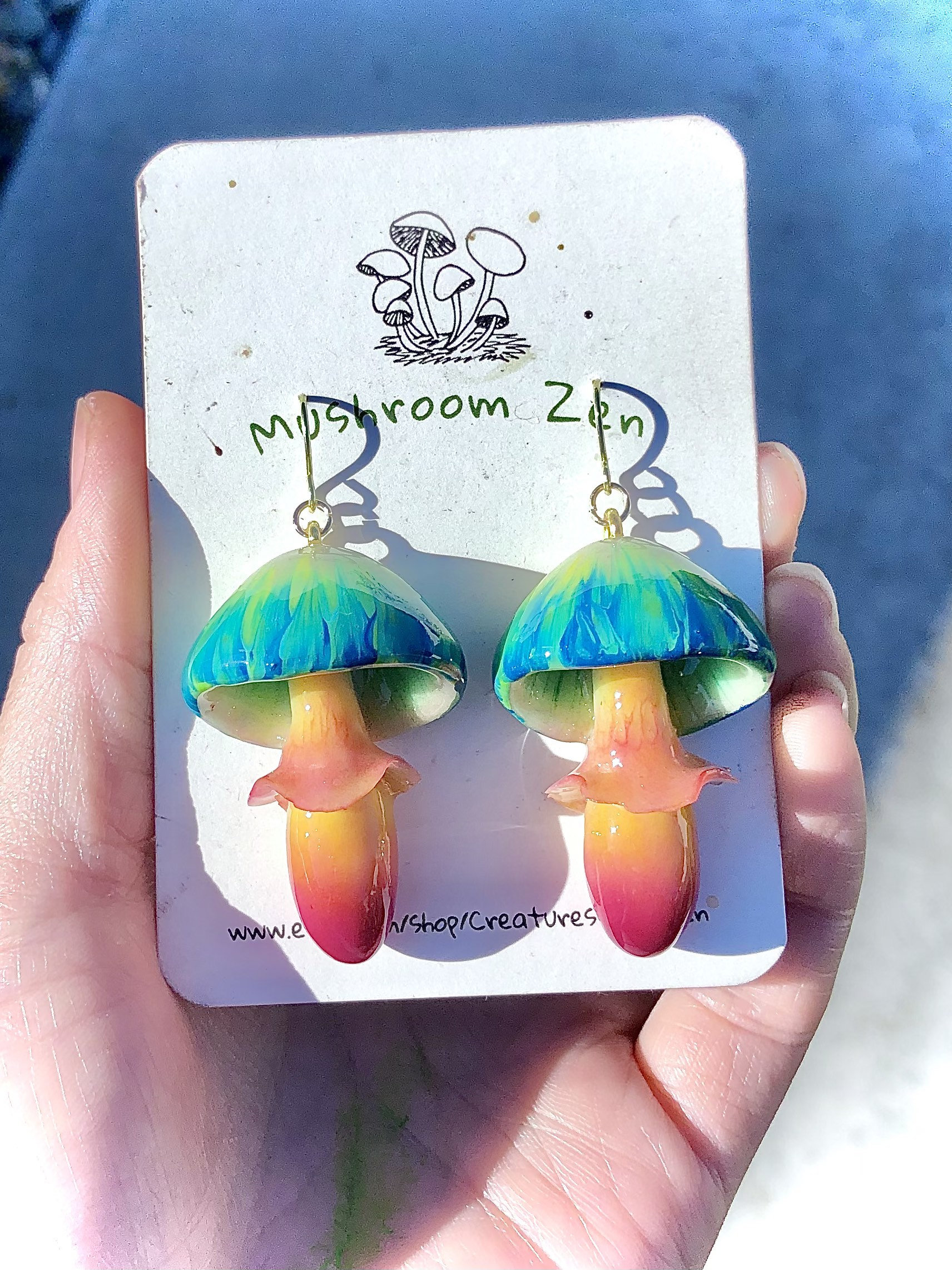 Glow in the Dark Tropical Sunset Vibe Caps 14k Gold Hooks | Etsy