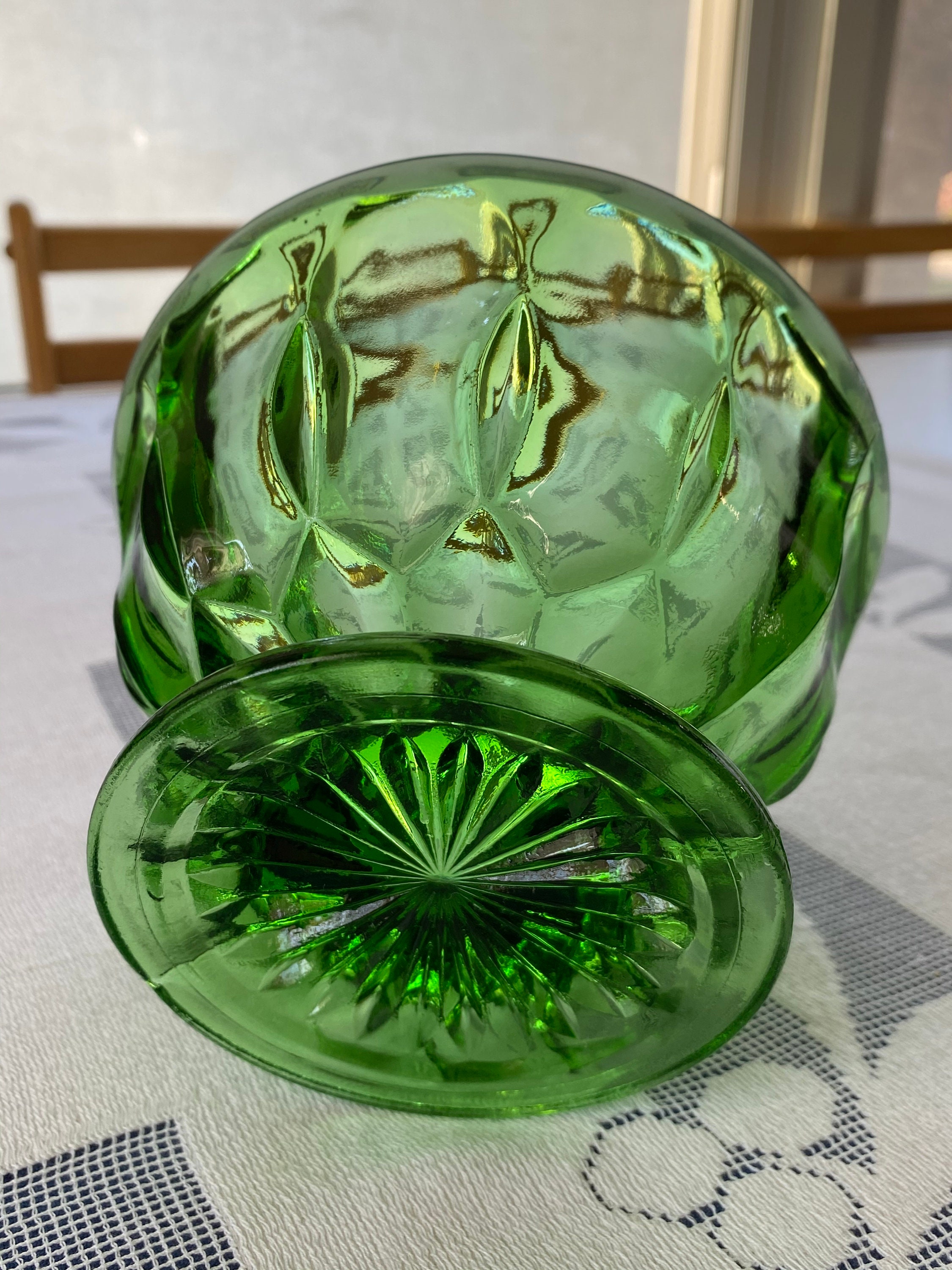 Vintage Green Indiana Glass Compote Bowl - Etsy
