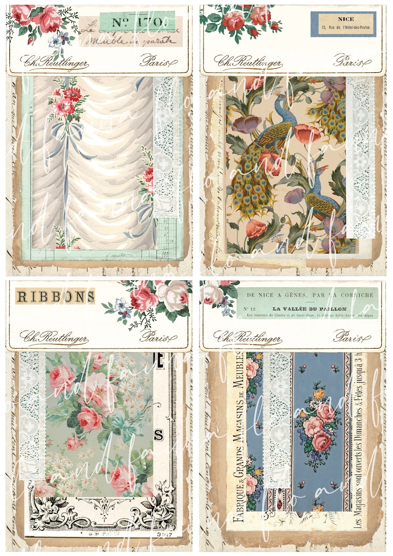 Pretty Sample Tags/journal Cards...vintage Digital Junk Journal Kit ...