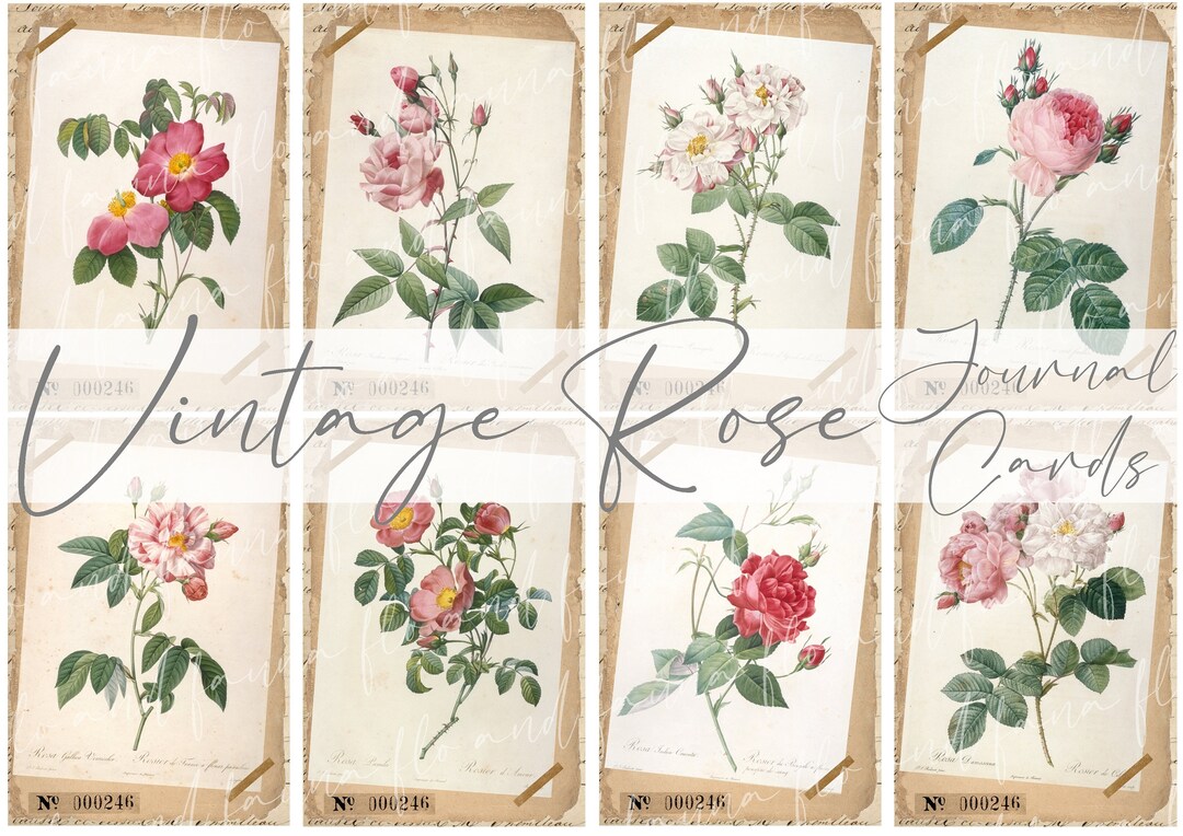 Vintage Rose Journal Cards...vintage Digital Junk Journal Kit ...