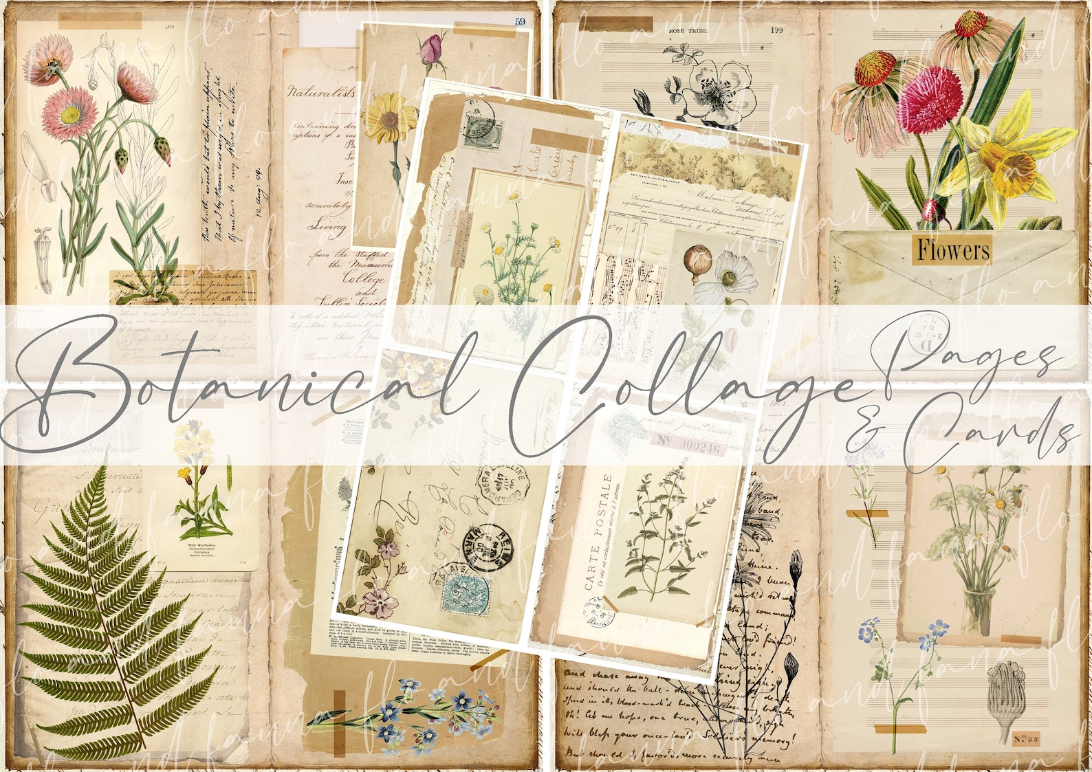 Botanical Collage Pages & Journal Cards ..vintage Digital Junk - Etsy