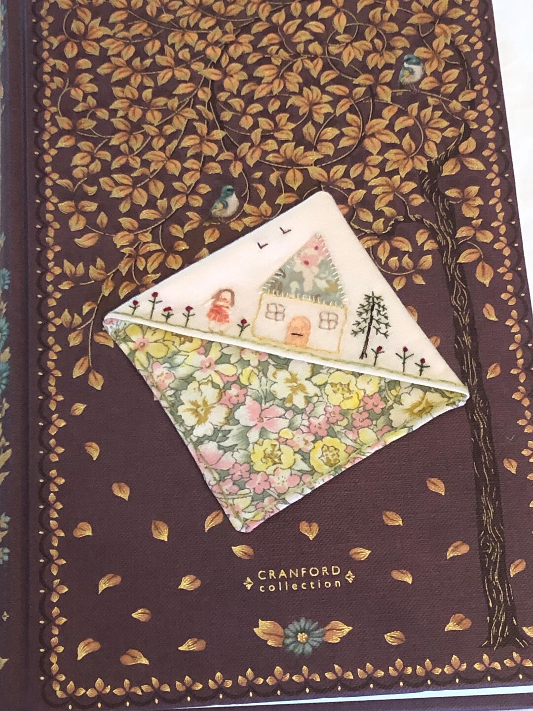 Handmade/slow Stitched Corner Bookmark, Page Marker, Embroidery, Book ...