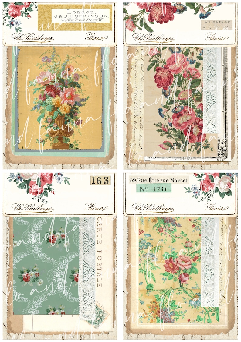 Pretty Sample Tags/journal Cards...vintage Digital Junk Journal Kit ...
