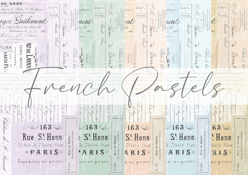 French Pastels-ephemera...vintage Digital Junk Journal Kit - Etsy