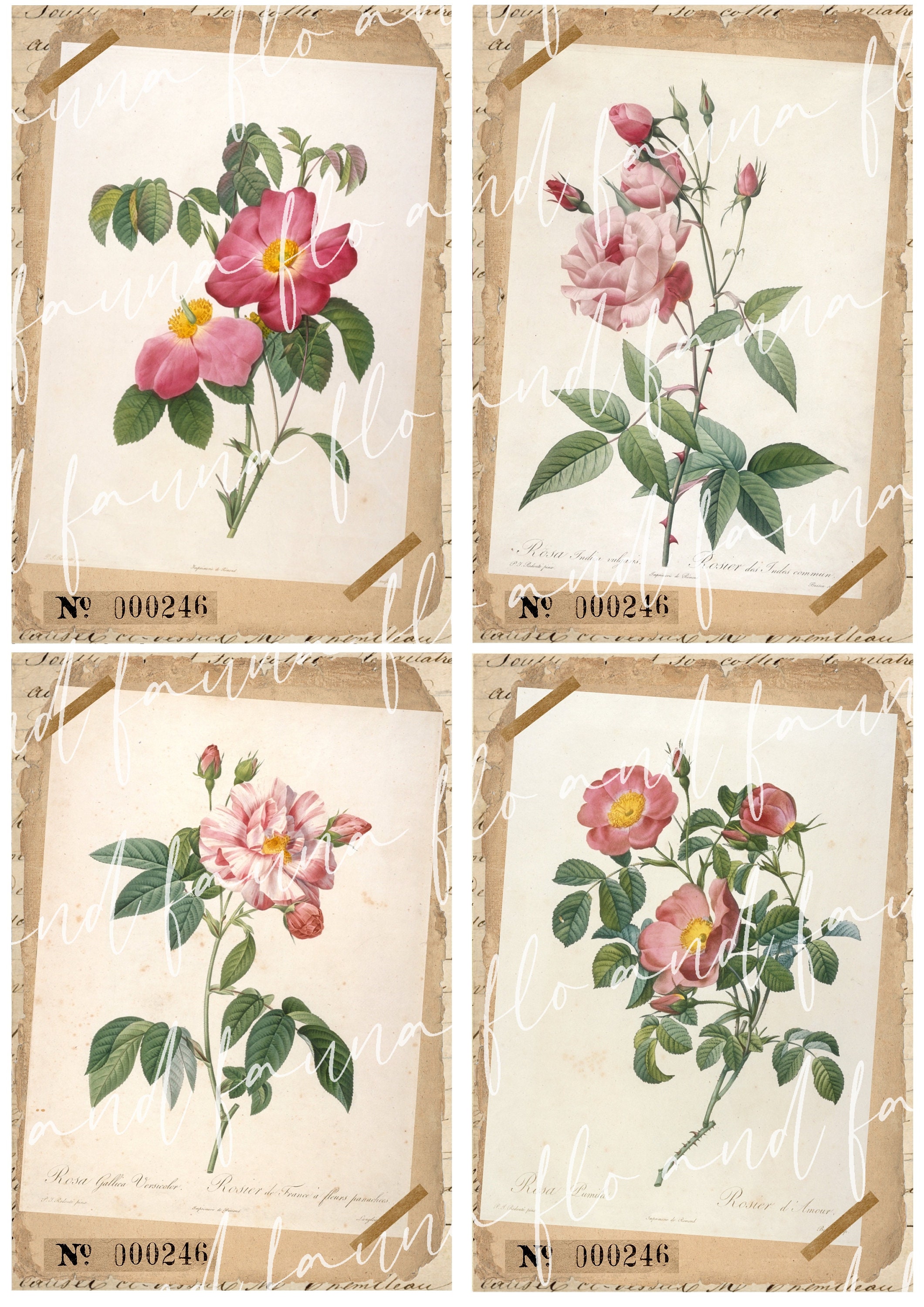 Vintage Rose Journal Cards...vintage Digital Junk Journal Kit - Etsy