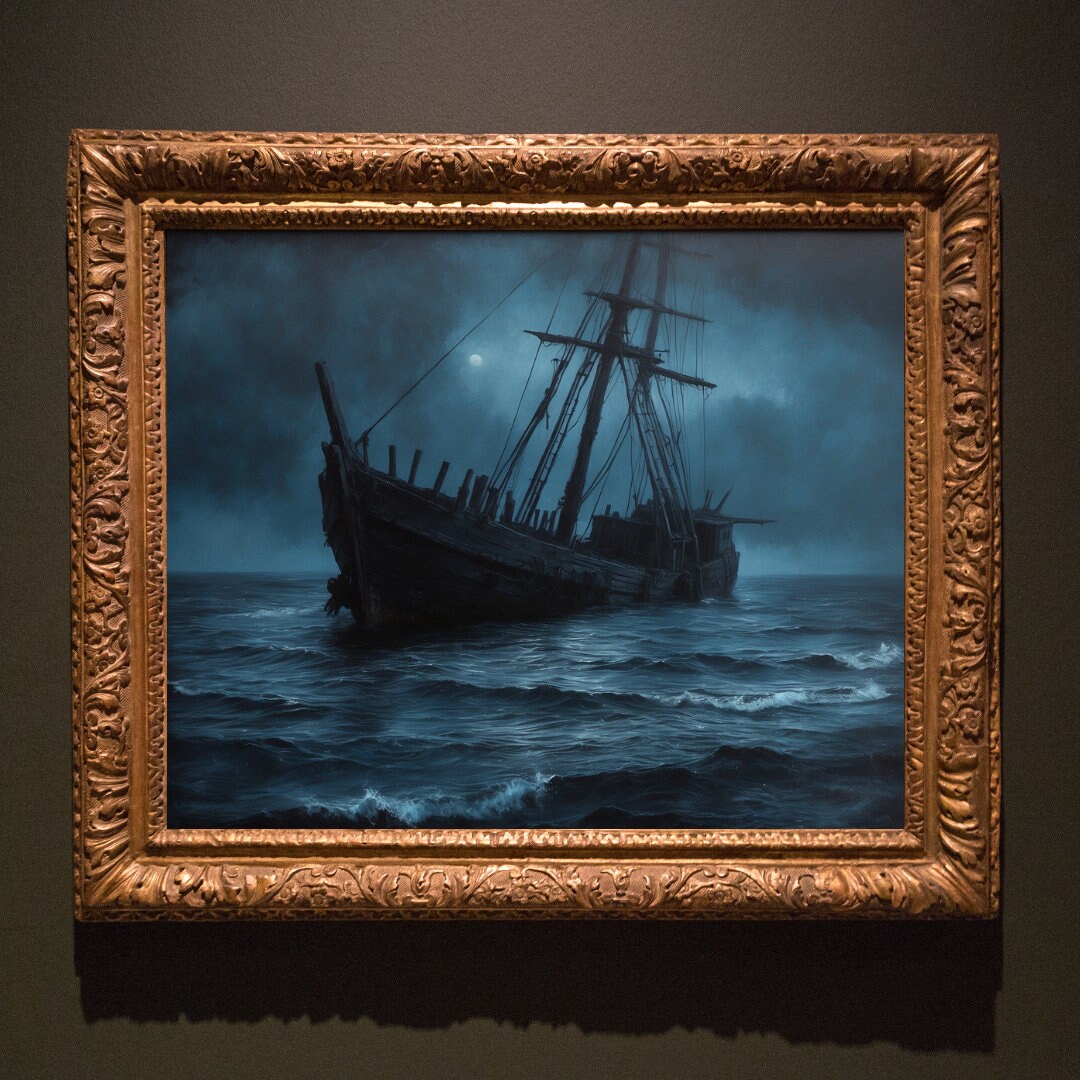 Haunting Shipwreck at Sea Digital Print Dark Academia Nautical Art ...