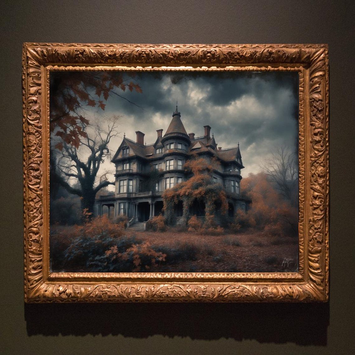 Haunted Victorian Mansion Art Print | Gothic Spooky House in Autumn ...