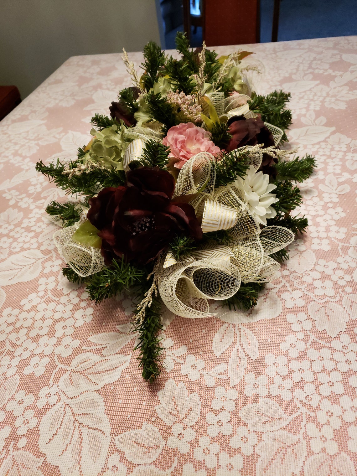 Fall Swag for Front Door Autumn Swag Burgundy Peony Swag | Etsy