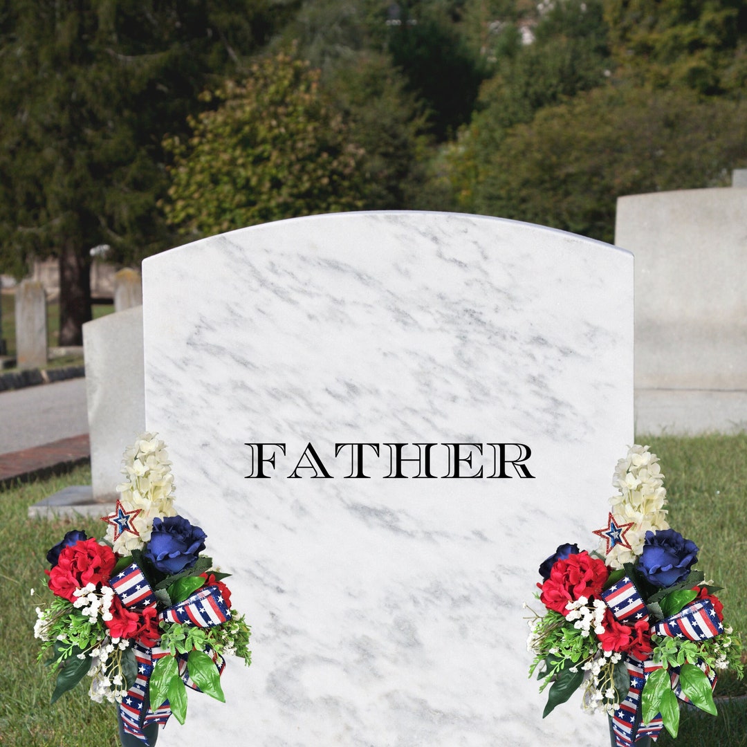 Patriotic Floral Cemetery Cup, Memorial Flowers, Gravesite Floral Vase ...