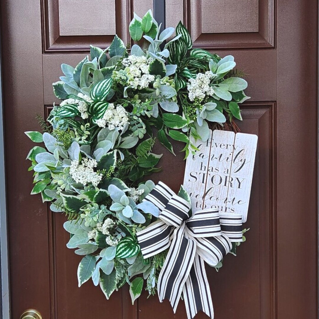 Everyday Greenery Wreath, Farmhouse Welcome Wreath, All Season Wreath ...