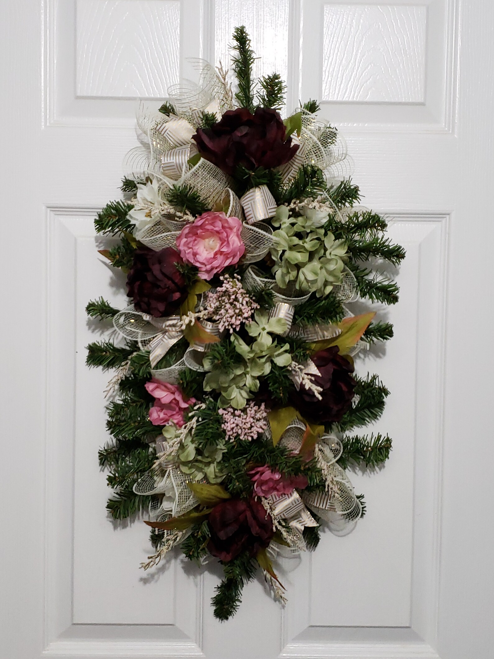 Fall Swag for Front Door Autumn Swag Burgundy Peony Swag | Etsy